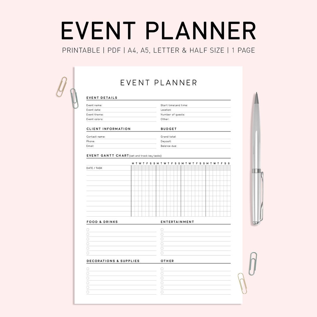 Event Planner Printable, Party Planner, Event Organizer, Birthday ...