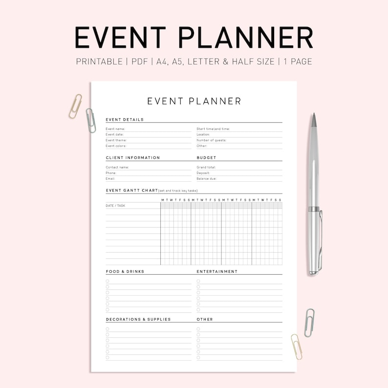 Event Planner Printable, Party Planner, Event Organizer, Birthday ...