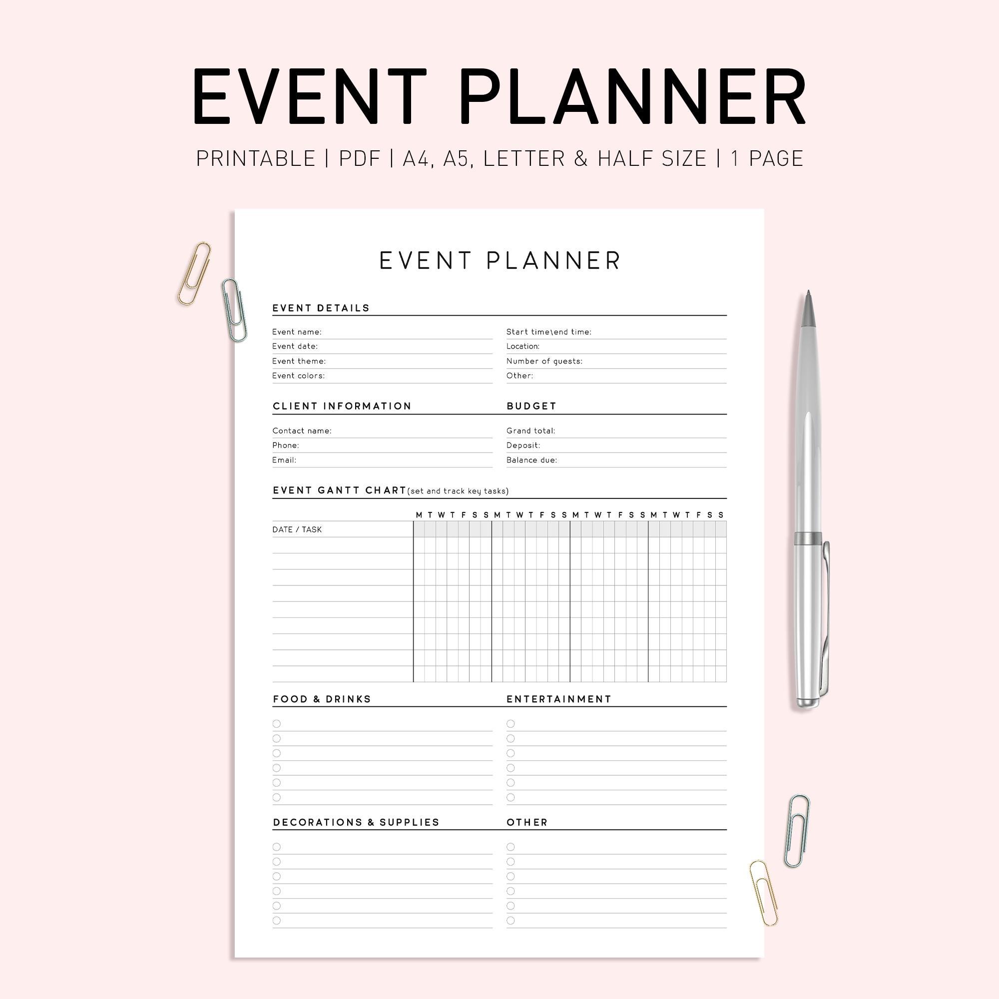 Event Planner Printable, Party Planner, Event Organizer, Birthday ...
