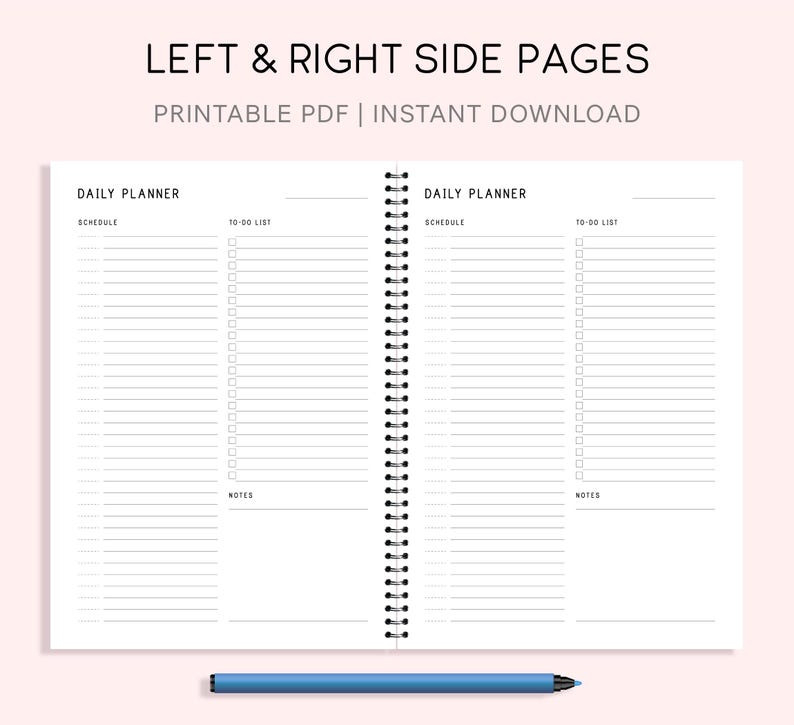 Minimalist Daily Planner Printable A4 A5 PDF, Simple Productivity ...