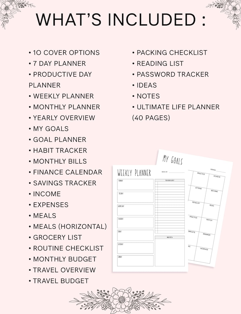 Printable Planners Inserts, Life Planner Printable, Digital Planners ...