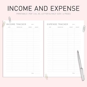 Income Expense Tracker Printable, Money Tracker Template, Monthly ...