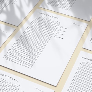 Daily Energy Level Tracker Printable, Digital Health Journal (A4, A5 ...