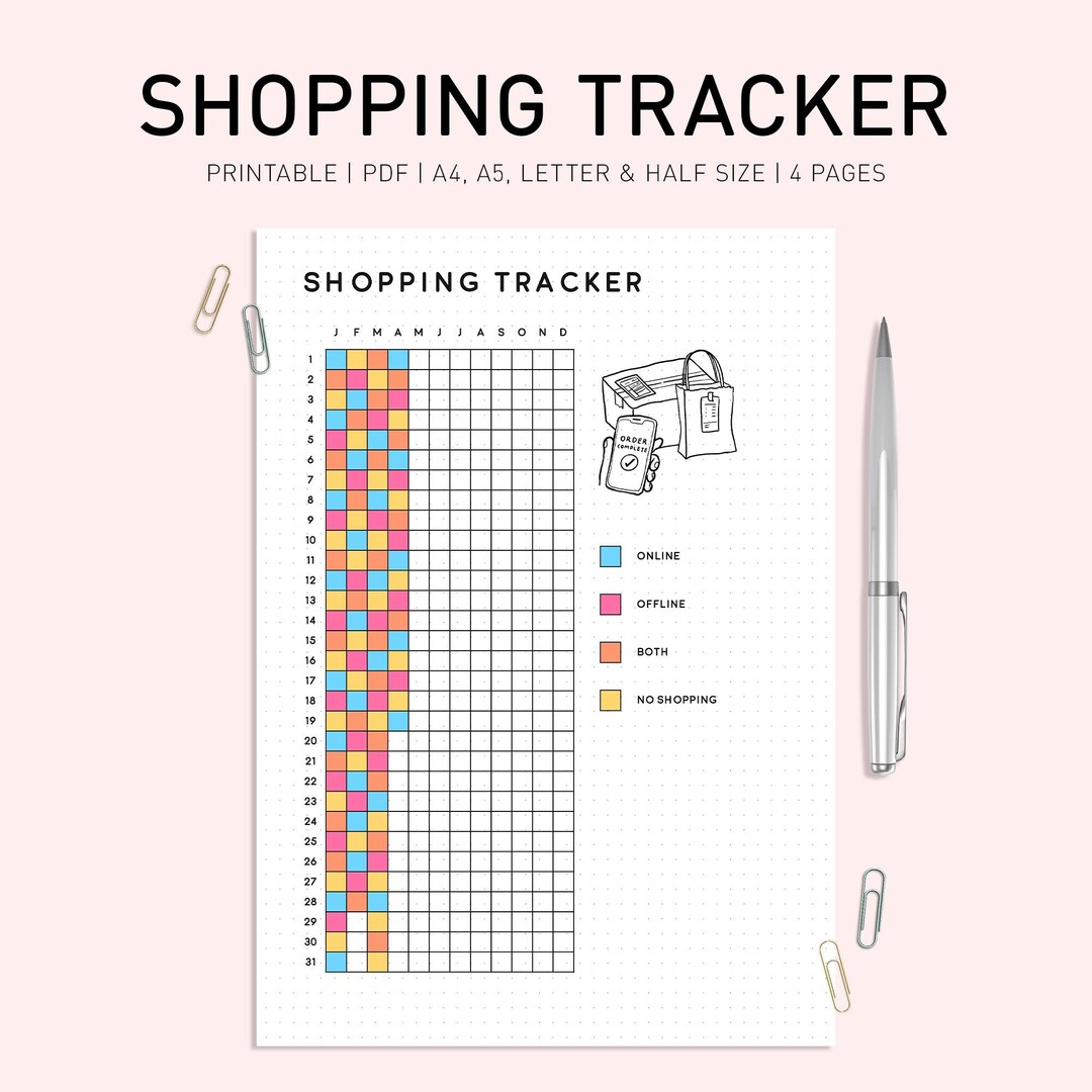Shopping Tracker Printable Journal Page, Digital Shopping Journal ...