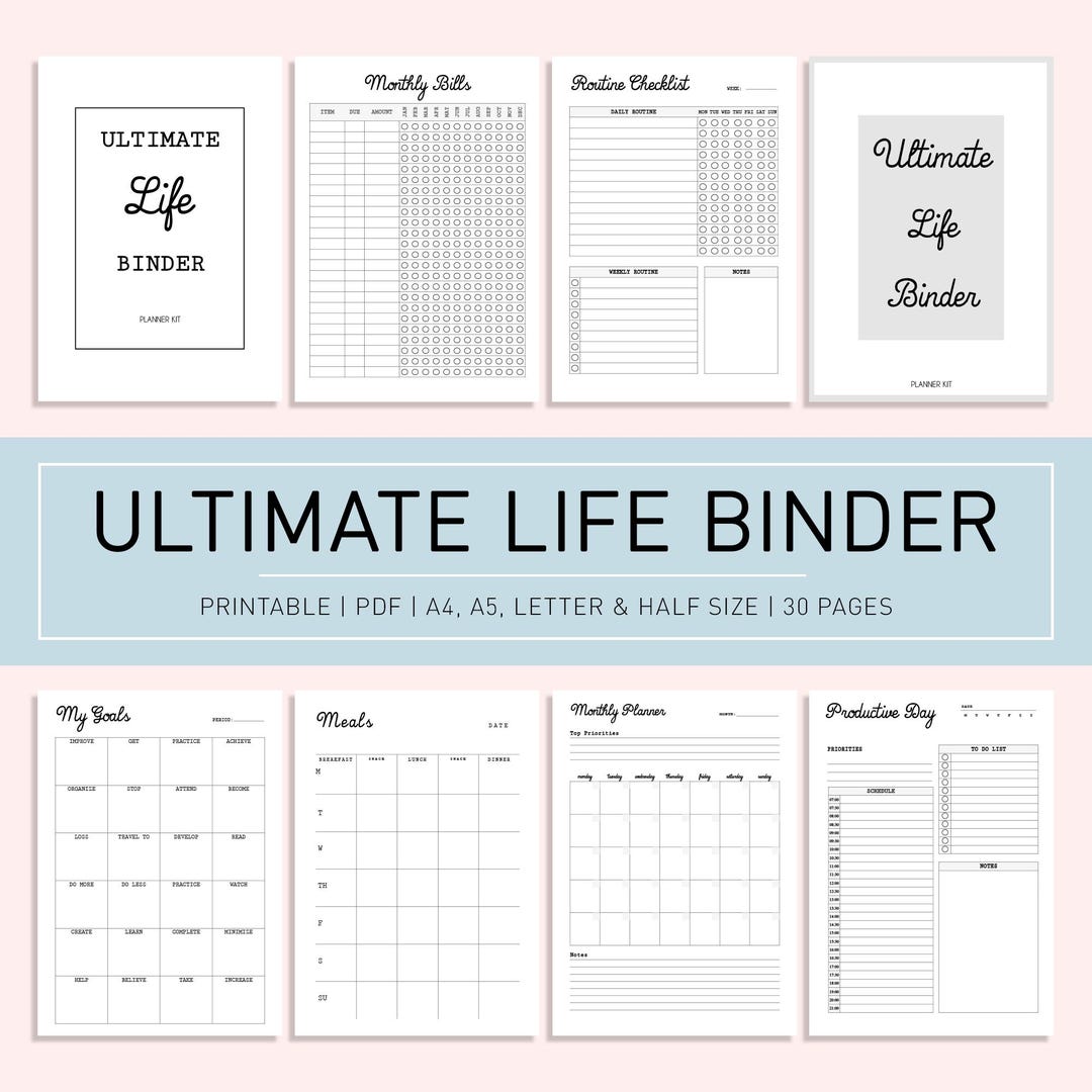 Printable Life Planner, Undated Life Planner, Printable Planner Bundle ...