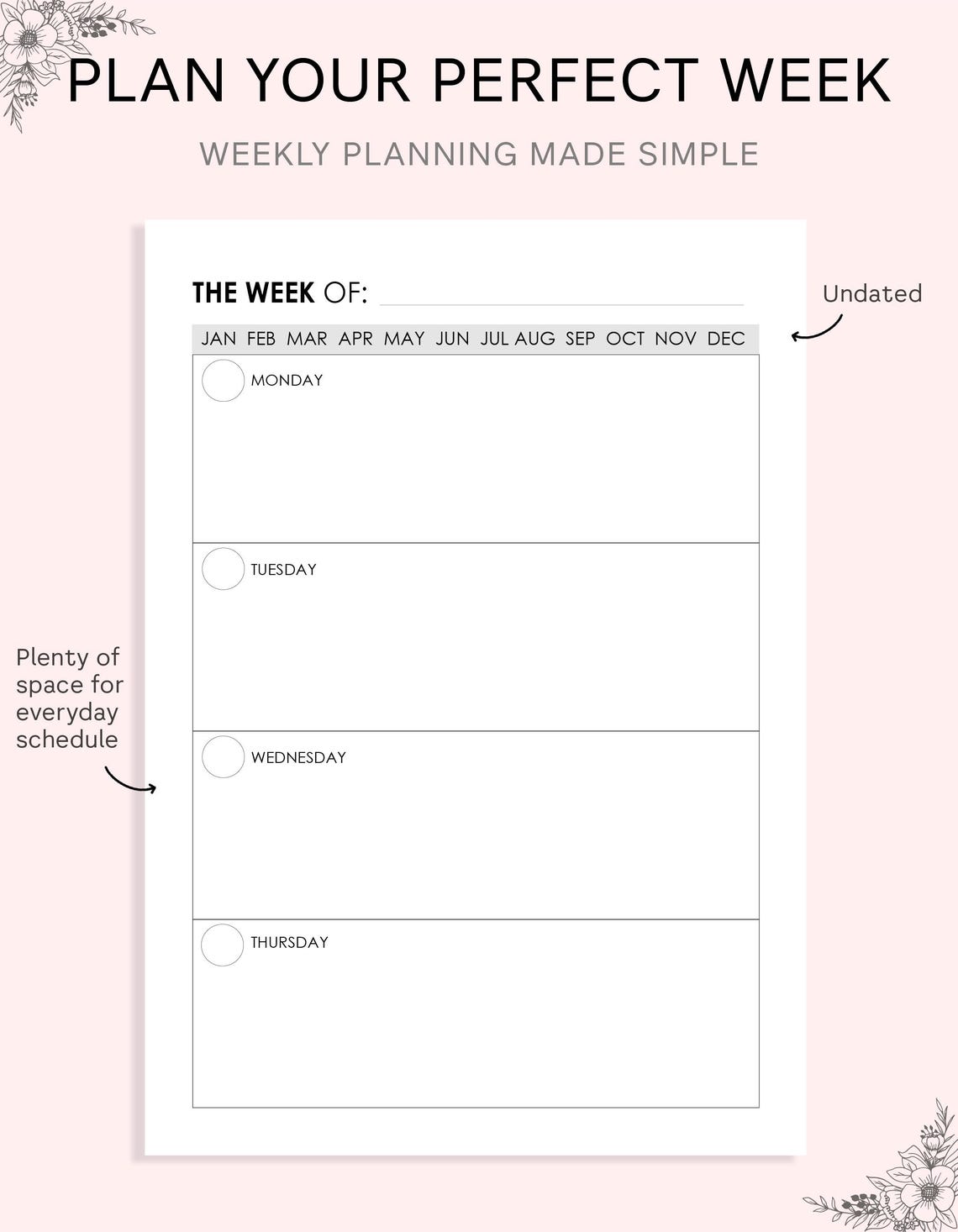 Undated Weekly Planner Printable: Habit Tracker, A4 A5 Sizes (digital ...