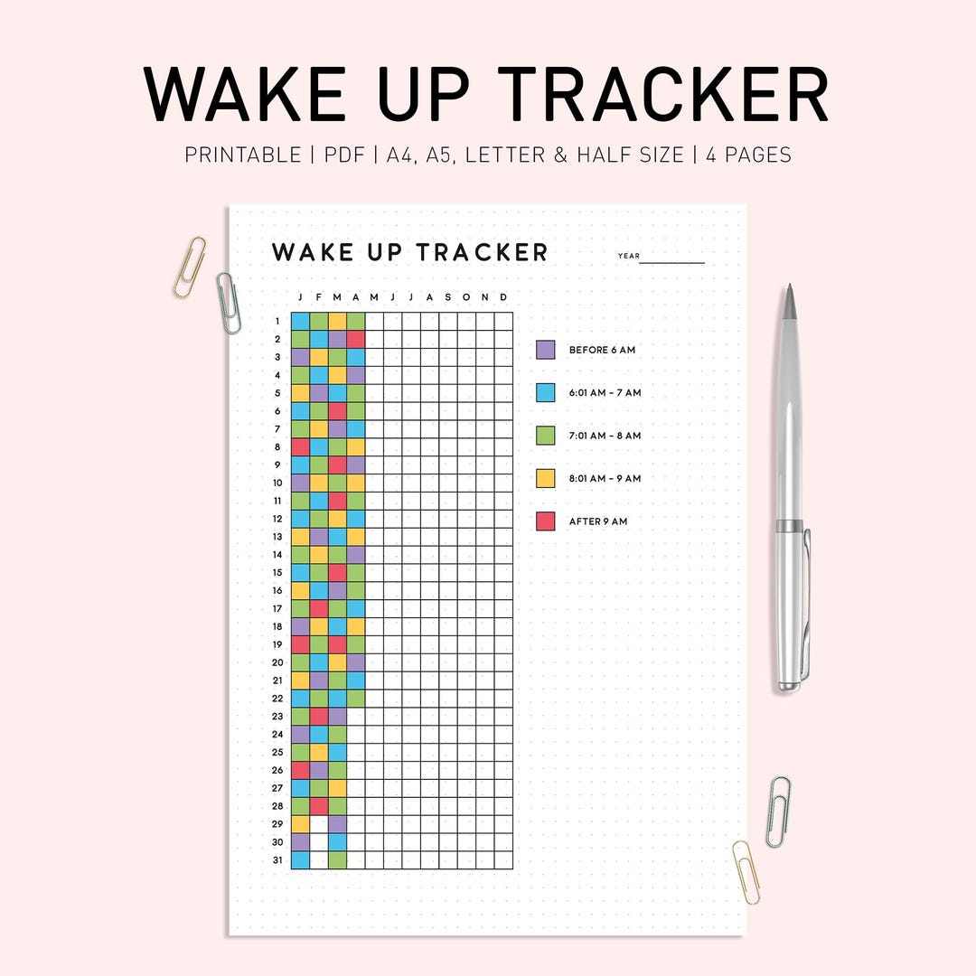 Wake up Tracker Printable Journal Page, Monthly Wake up Log, Get up ...