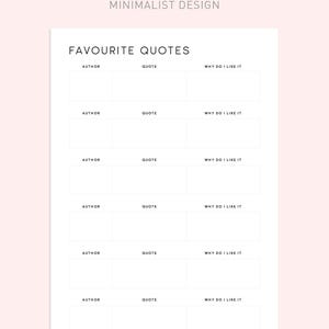 Favorite Quote Tracker Printable, Digital Quote Journal, Inspirational ...