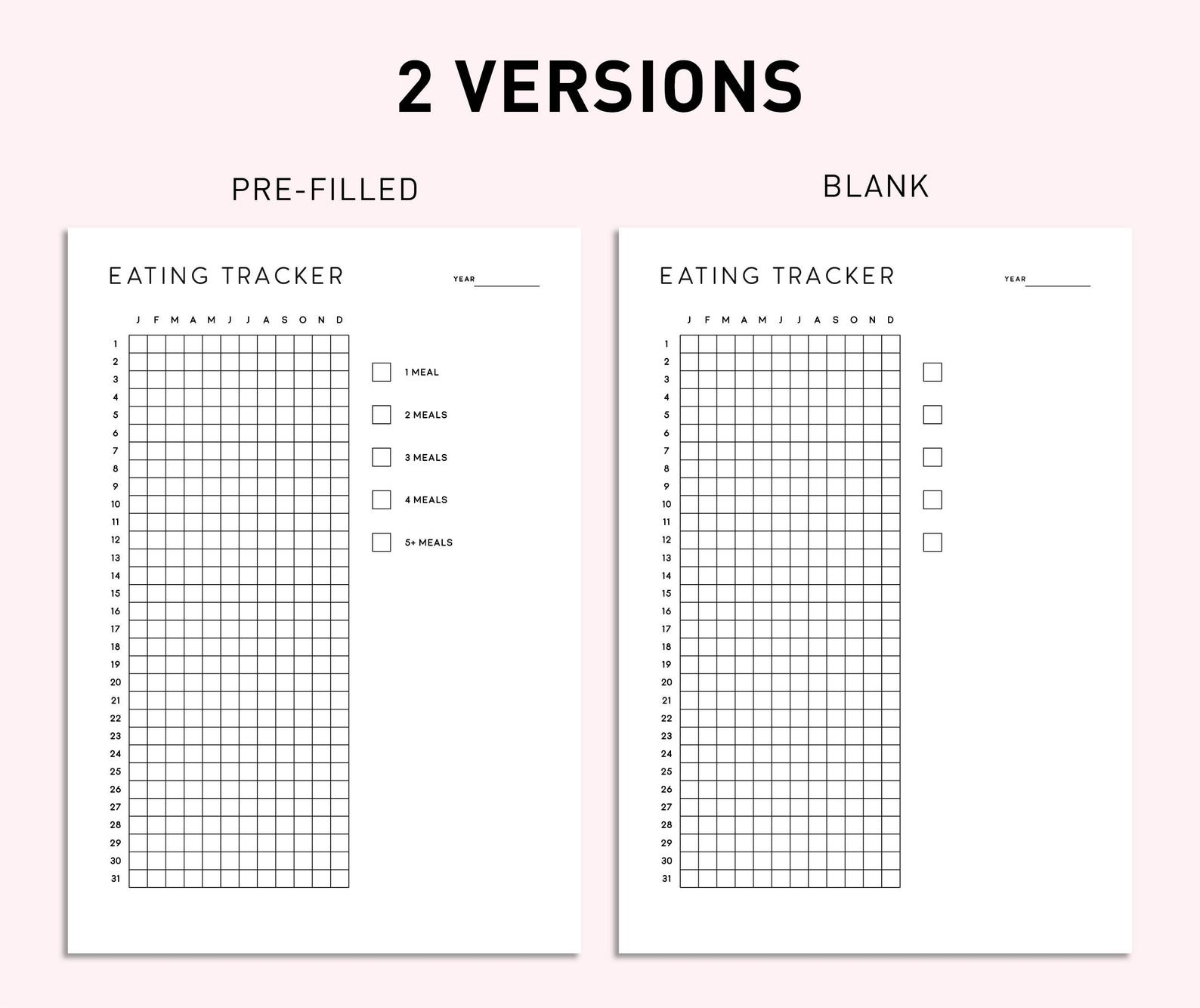 Monthly Meal Tracker Printable Journal Page, Digital Food Journal, Food ...