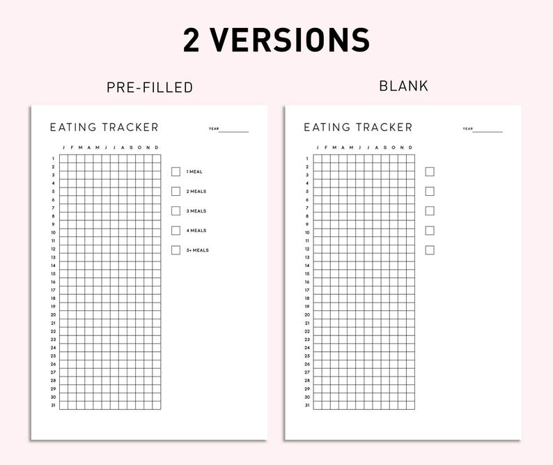 Monthly Meal Tracker Printable Journal Page, Digital Food Journal, Food ...