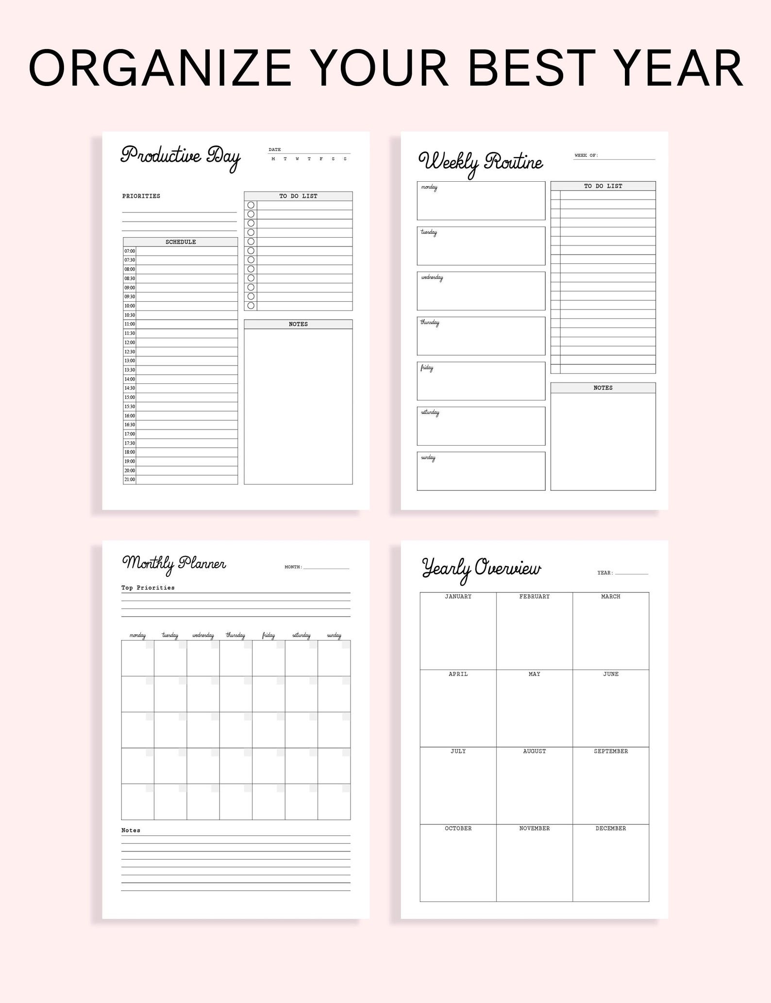 Printable Life Planner, Undated Life Planner, Printable Planner Bundle ...