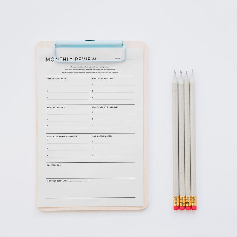 Monthly Review Planner Printable, Monthly Reflection, Monthly ...