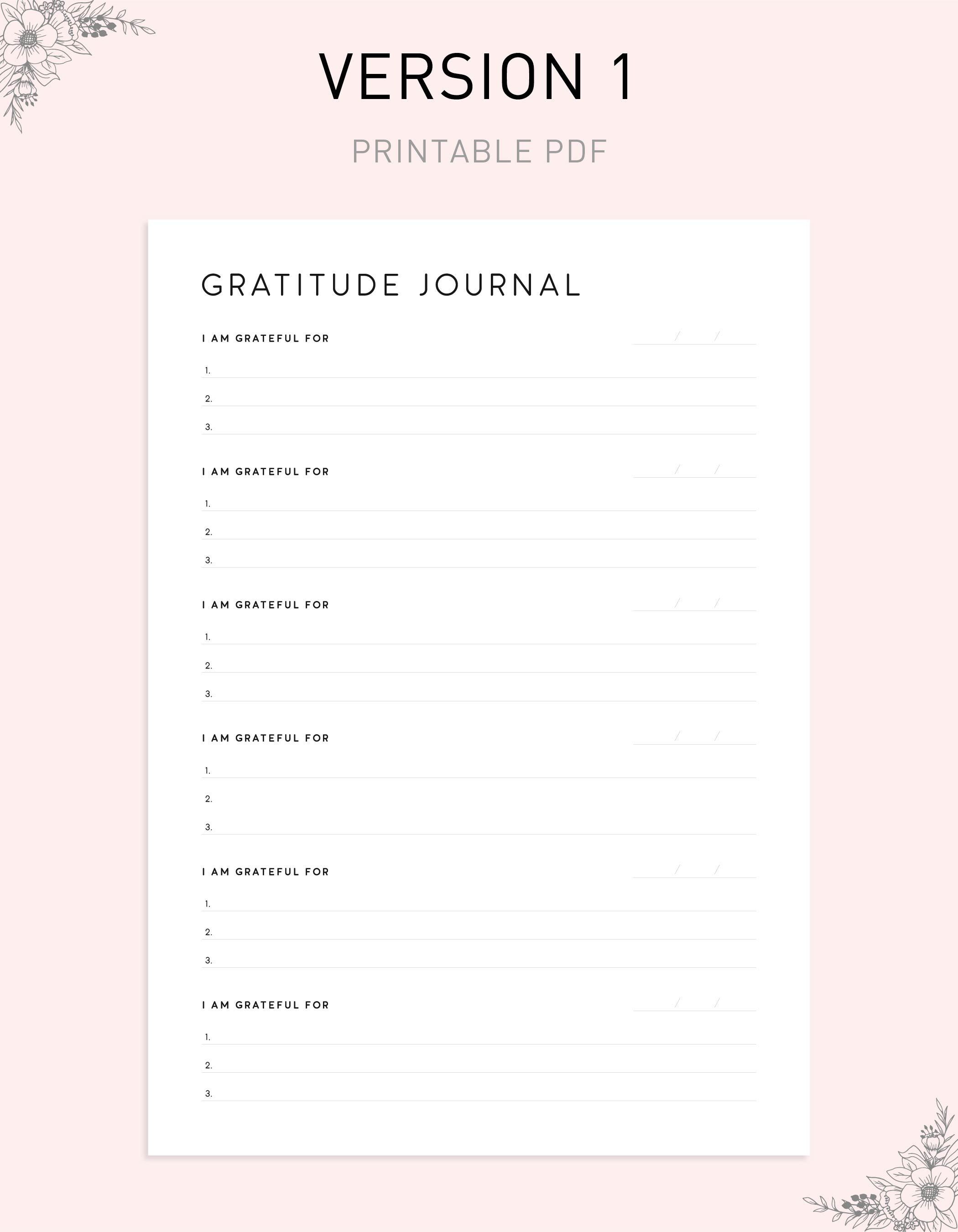 Weekly Gratitude Journal Printable: Minimalist Mindfulness Planner (A5 ...
