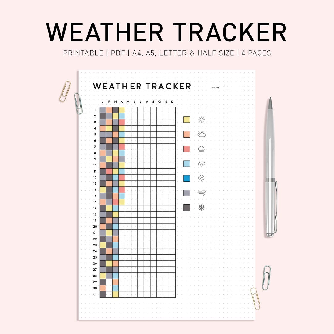 Yearly Weather Tracker Printable: Colorful Journal (PDF Download) - Etsy UK