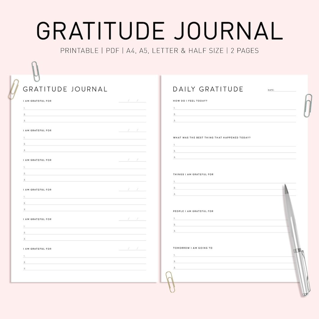 Weekly Gratitude Journal Printable, Thankfulness Journal, Gratitude ...