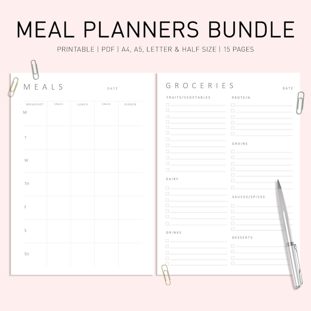 Weekly Meal Planner Printable, Printable Meal Tracker, Meal Plan ...