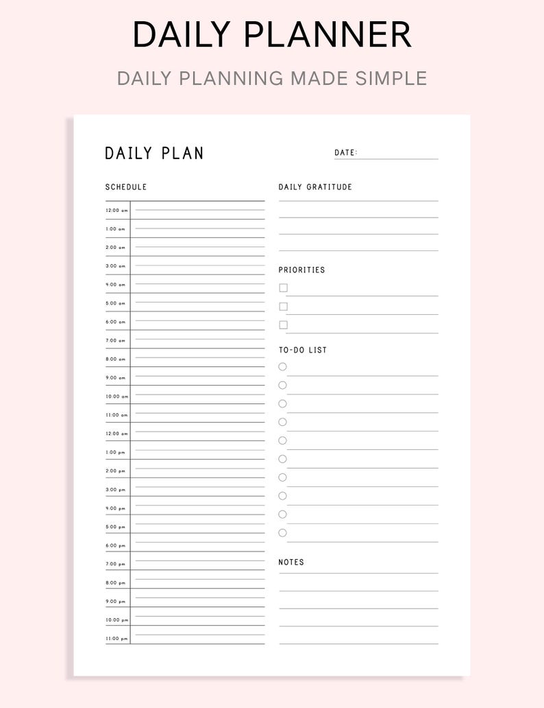 Minimalist Printable Planner Set: Daily, Weekly, Monthly (A4, A5 ...
