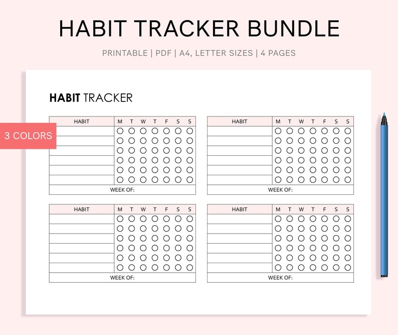 Habit Tracker Templates Printable, Monthly Habit Planner, Daily Habits ...