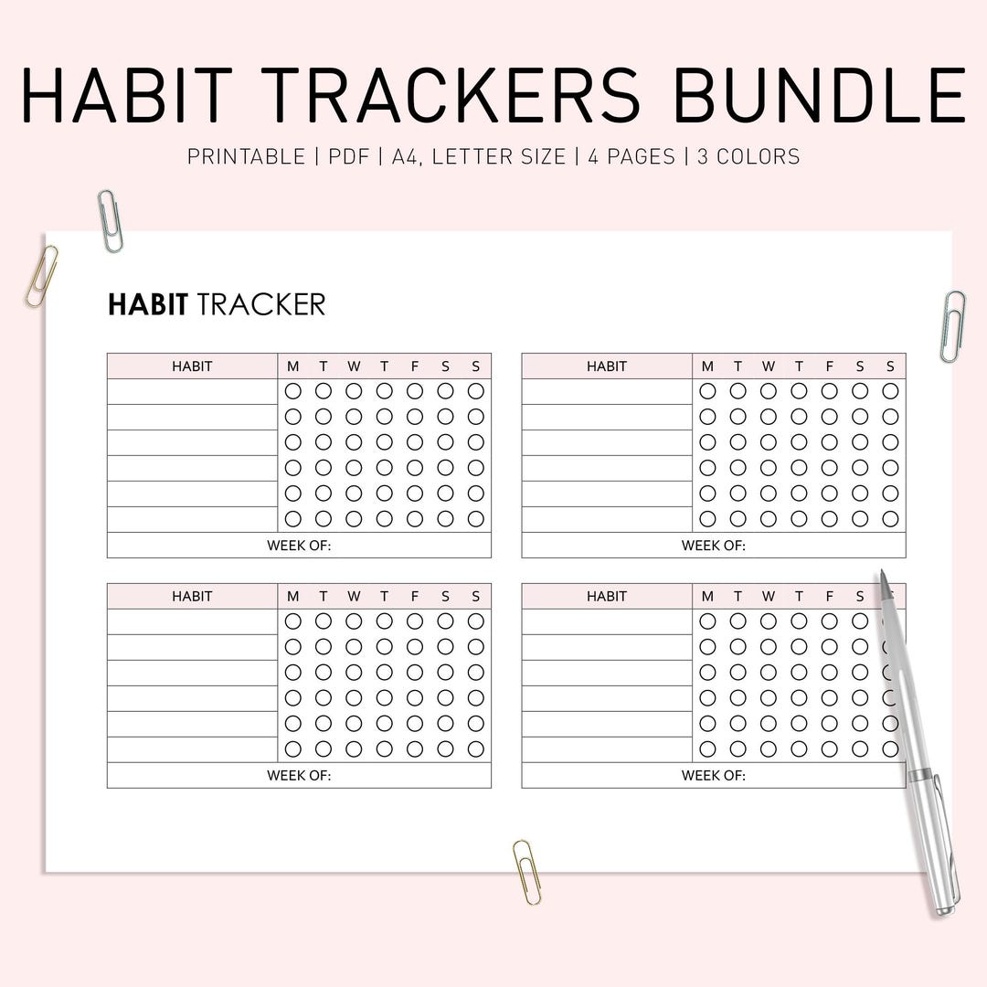 Habit Tracker Templates Printable, Monthly Habit Planner, Daily Habits ...