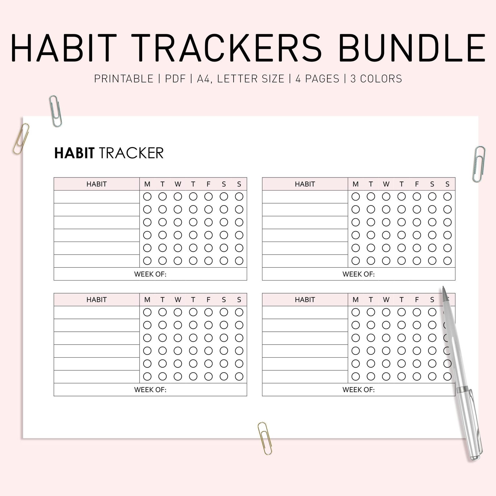 Habit Tracker Templates Printable, Monthly Habit Planner, Daily Habits ...