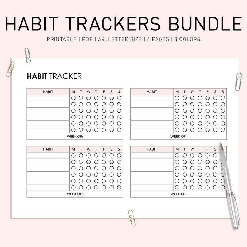 Habit Tracker Templates Printable, Monthly Habit Planner, Daily Habits ...