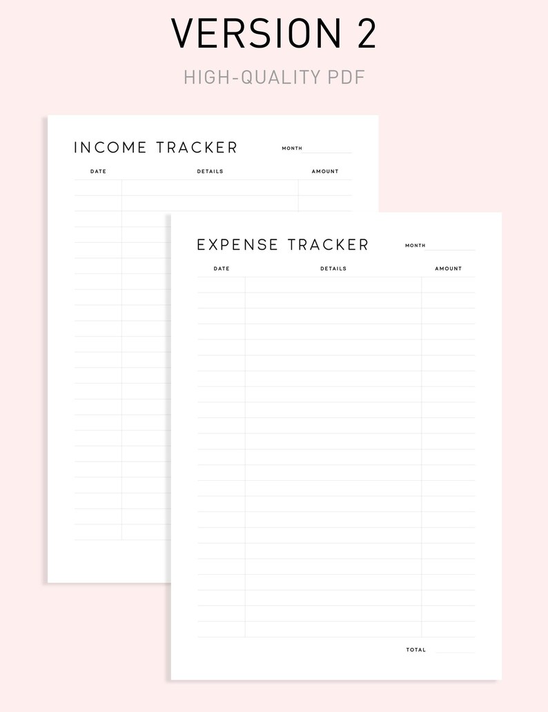 Income Expense Tracker Printable, Money Tracker Template, Monthly ...