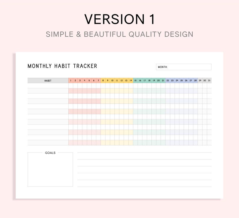 Monthly Habit Tracker Printable, Habit Tracker Template, Routine ...