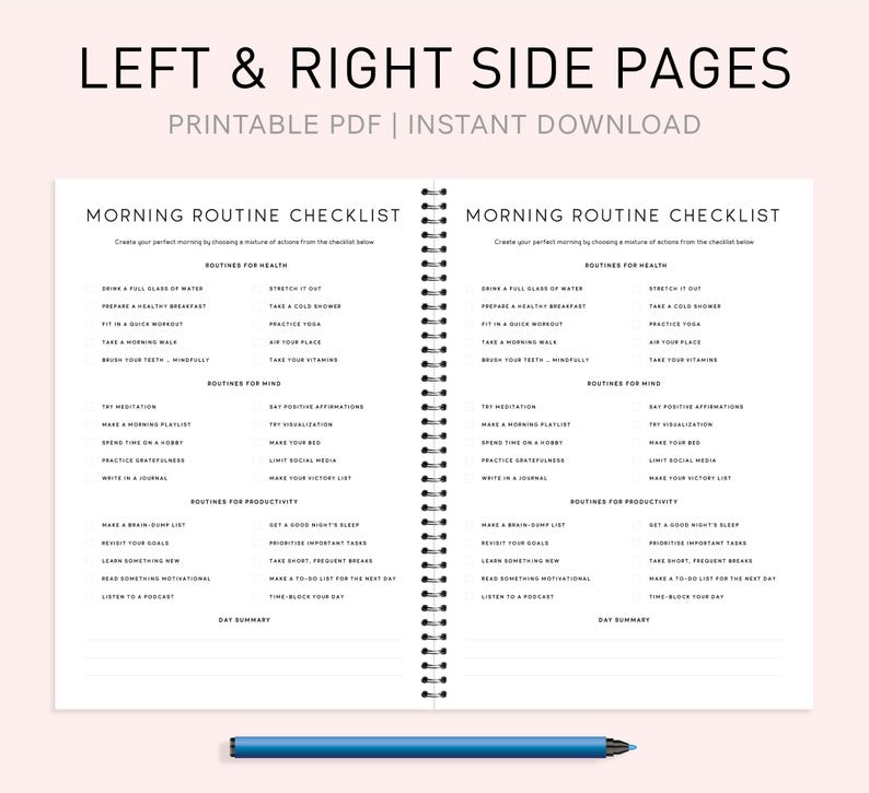 Daily Routine Checklist Printable, Morning Routine Chart, Digital Daily ...