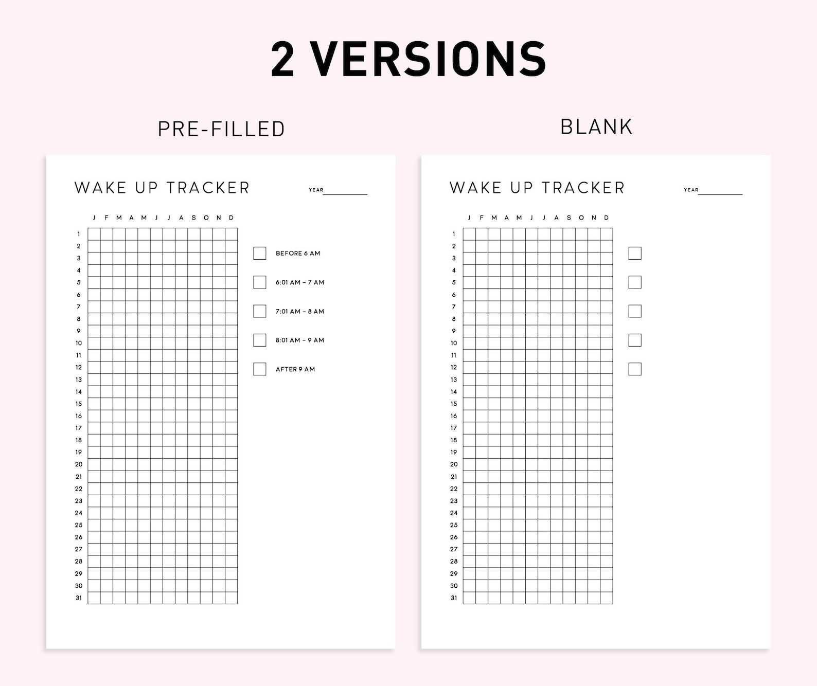 Wake up Tracker Printable Journal Page, Monthly Wake up Log, Get up ...
