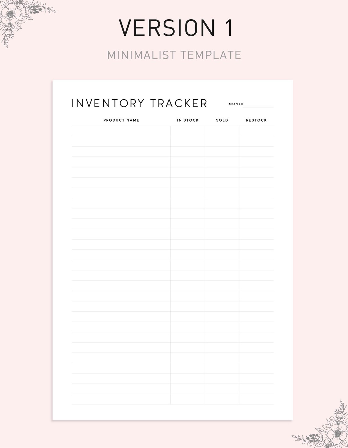Printable Inventory Tracker: Small Business Inventory Management (PDF ...
