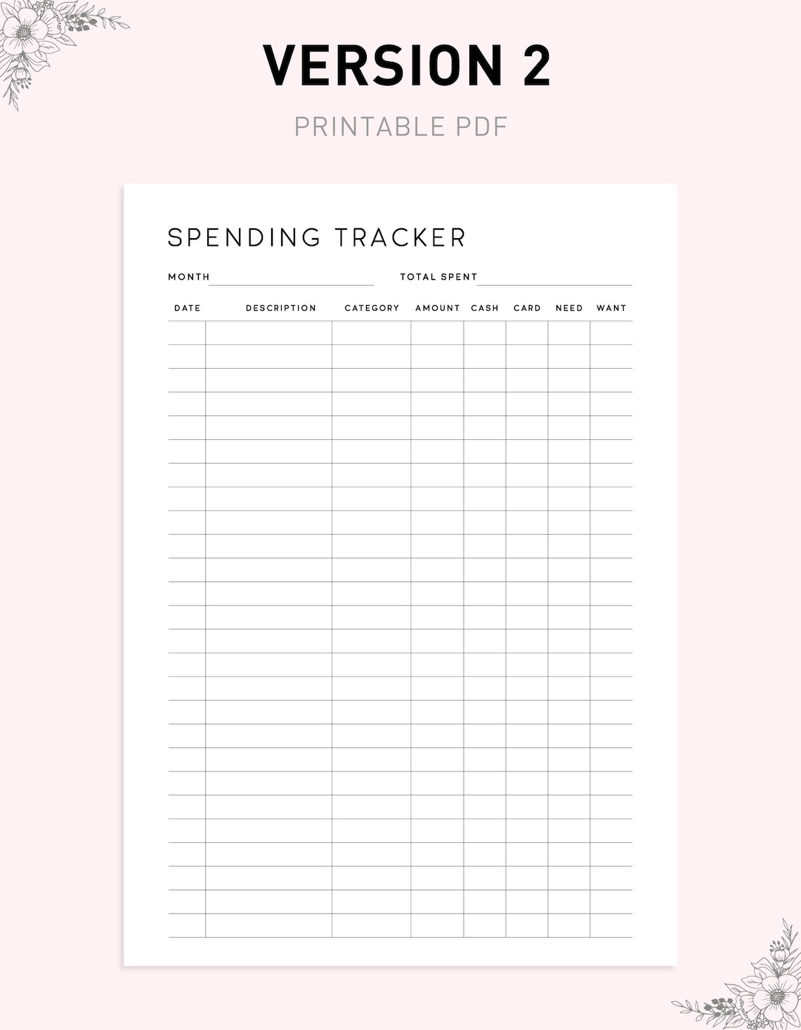 Daily Spending Tracker Printable, Digital Expense Tracker, Budget ...