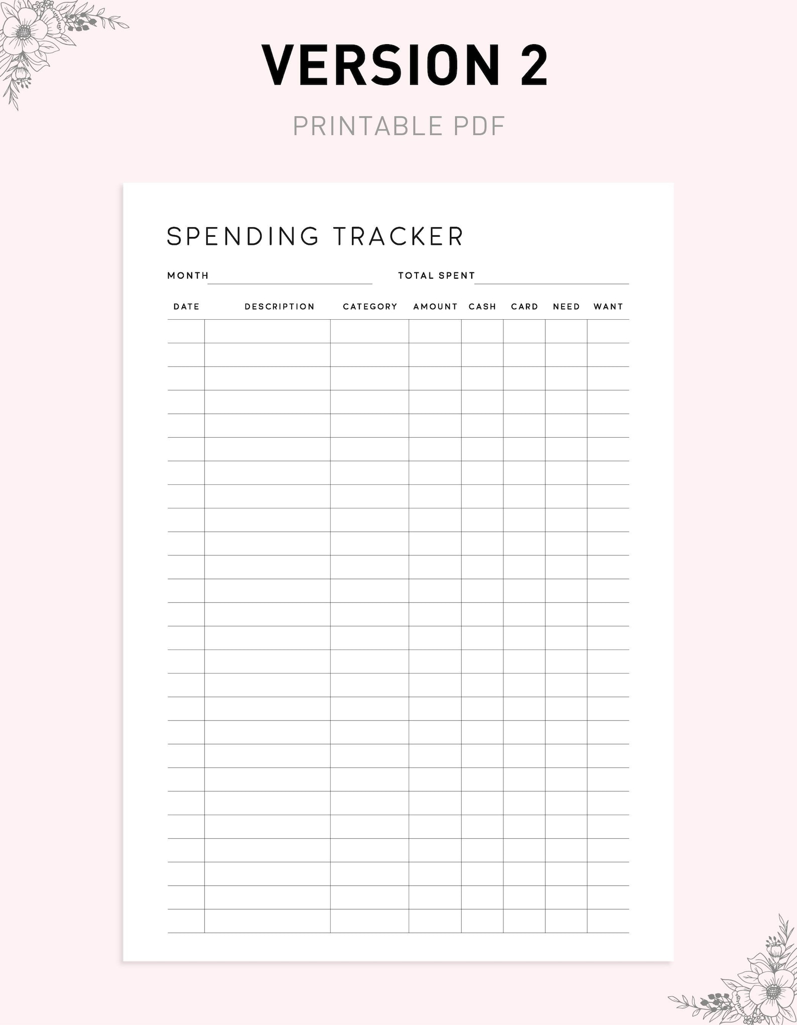 Daily Spending Tracker Printable, Digital Expense Tracker, Budget ...