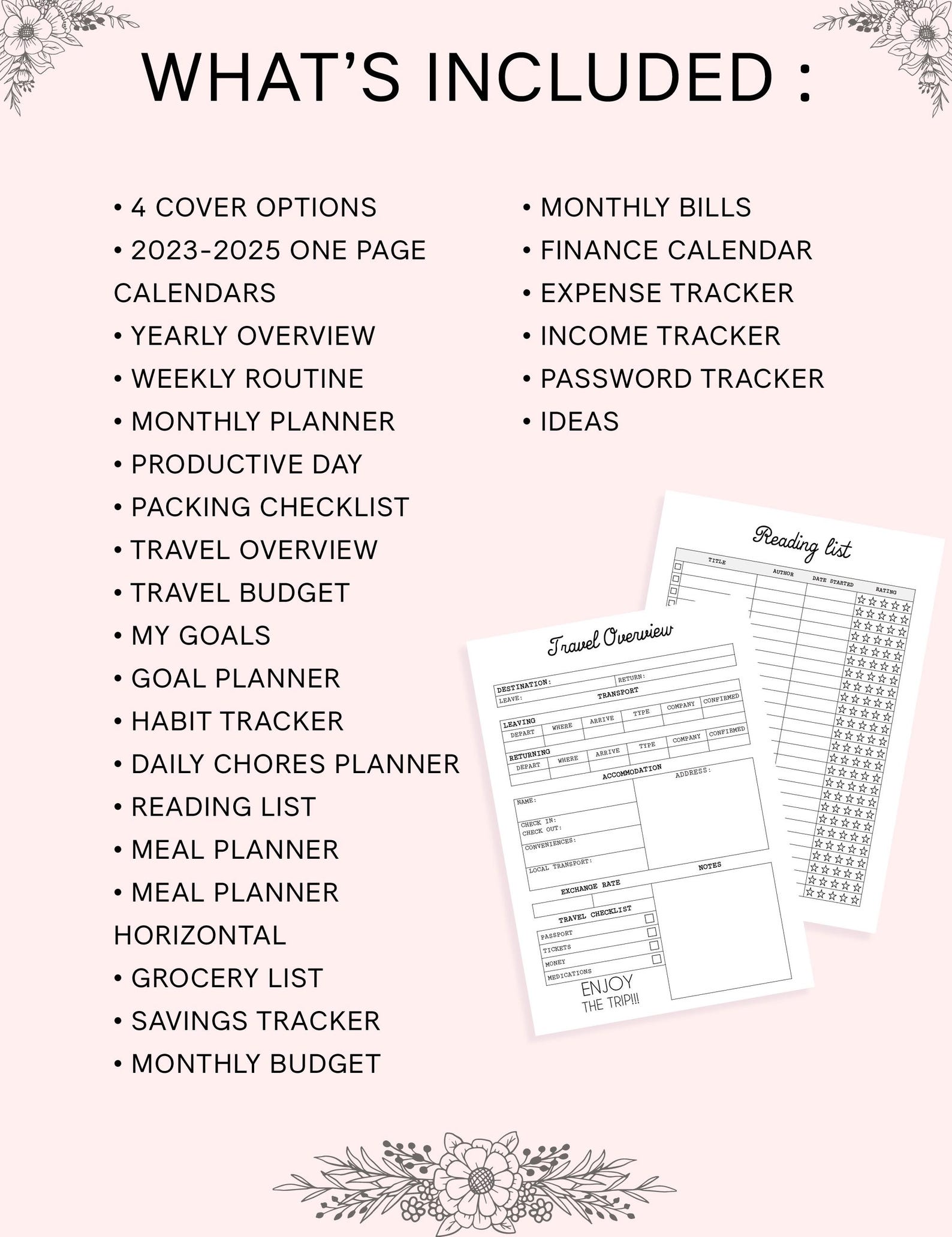Printable Life Planner, Undated Life Planner, Printable Planner Bundle ...
