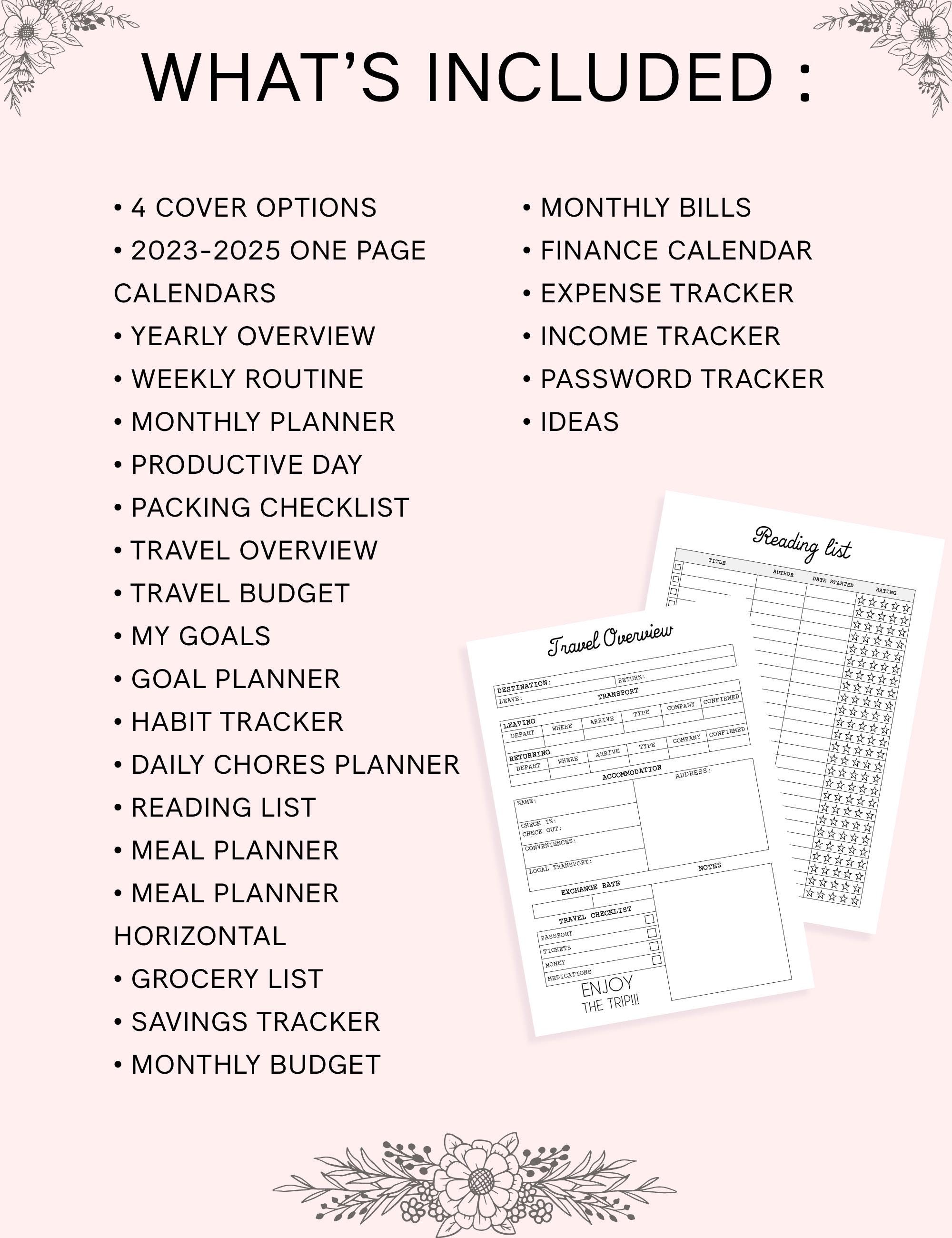Printable Life Planner, Undated Life Planner, Printable Planner Bundle ...