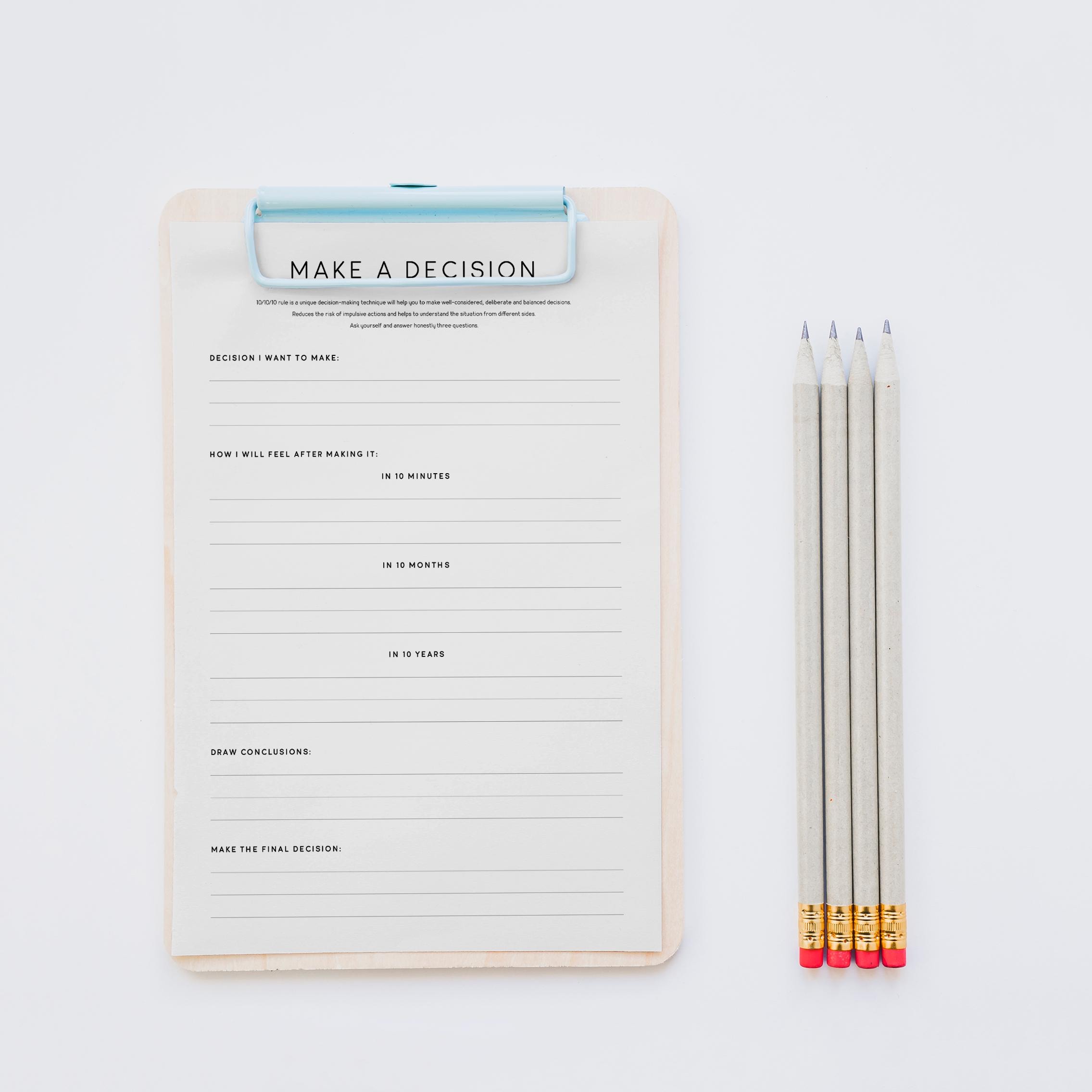 Decision Making Planner Printable, Anxiety Journal, Pros and Cons List ...