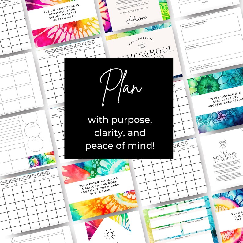 Homeschool Planner | Vibrant Tie-dye Aesthetic | Hyperlinked and ...