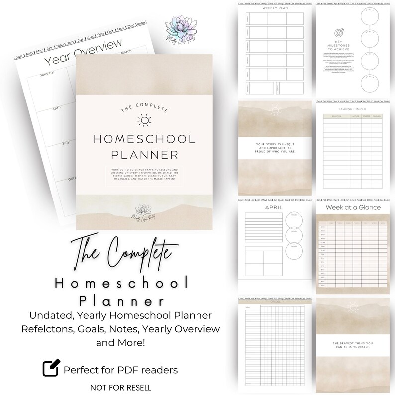 Minimalist Digital Homeschool Planner Undated, Hyperlinked, Printable ...