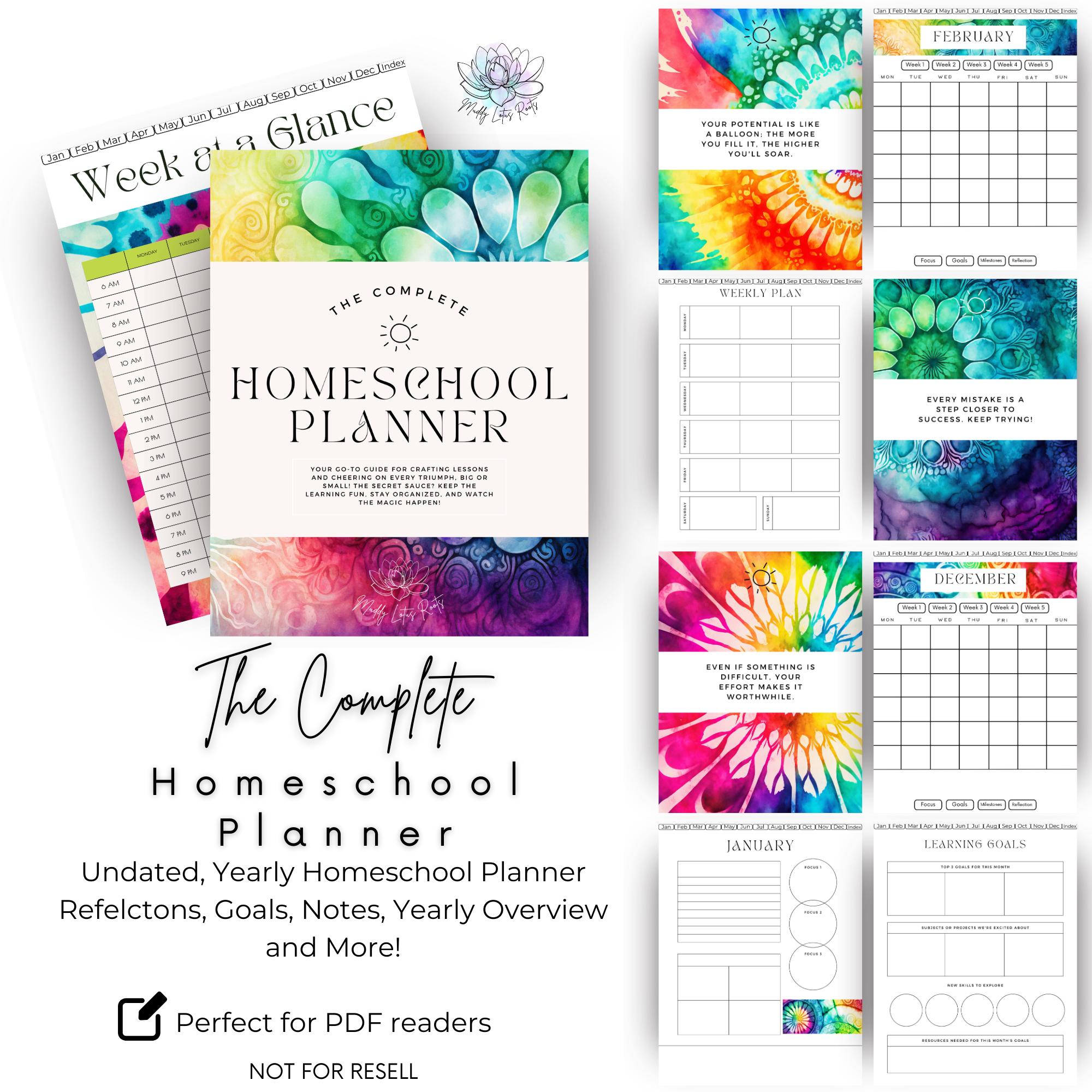 Homeschool Planner | Vibrant Tie-dye Aesthetic | Hyperlinked and ...