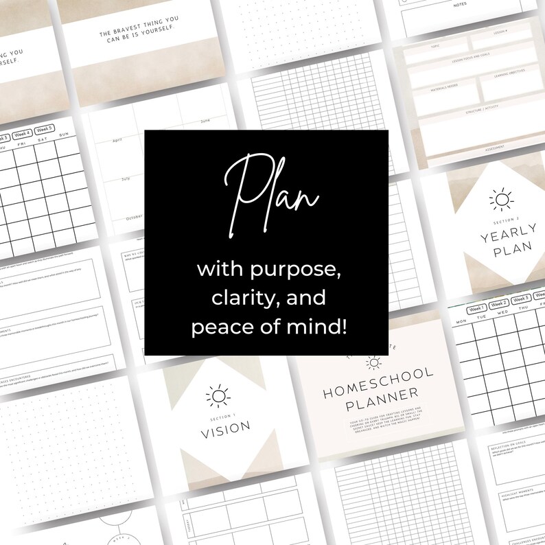 Minimalist Digital Homeschool Planner Undated, Hyperlinked, Printable ...