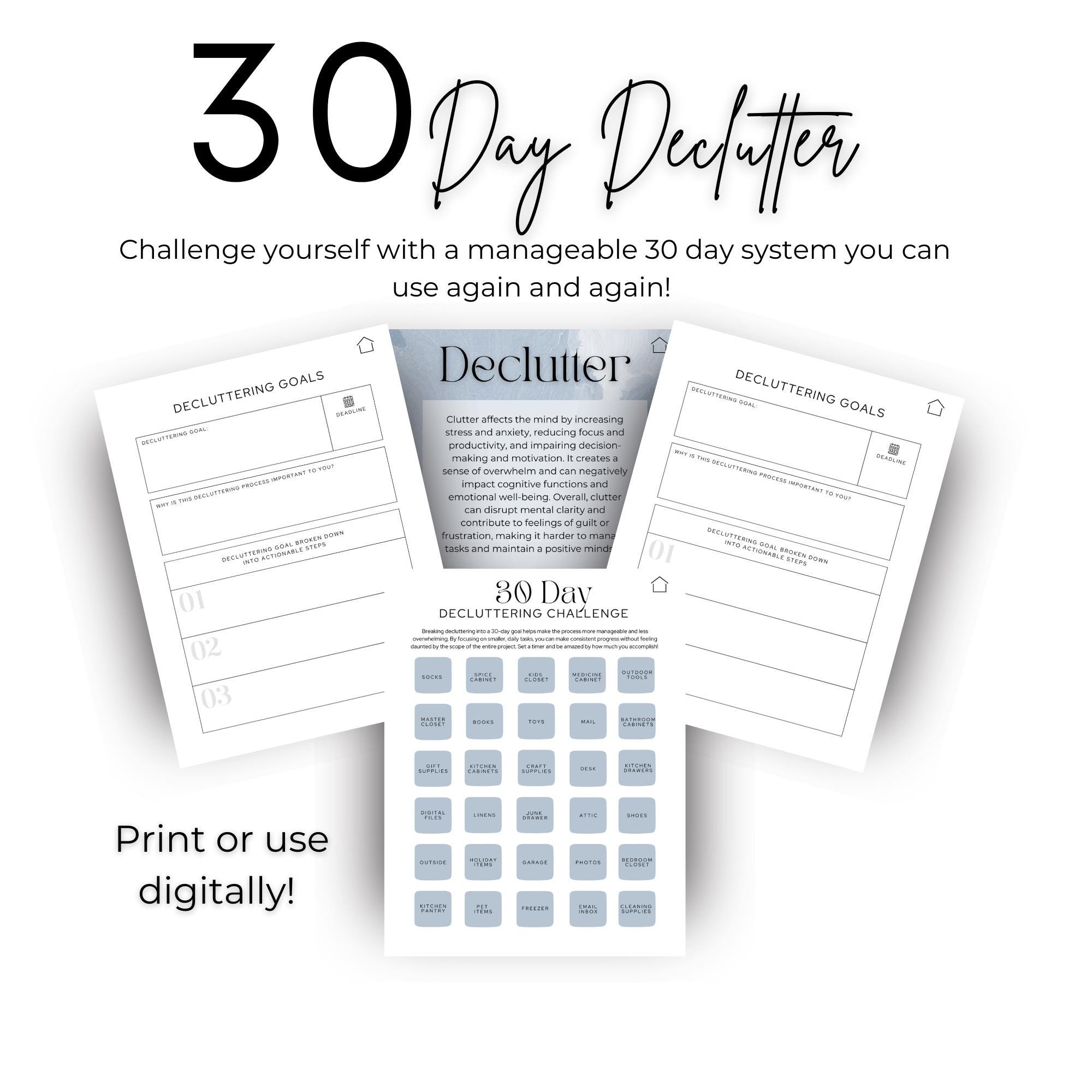 The Clean Home Planner | Printable 30-day Decluttering Challenge ...