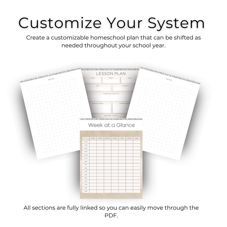 Minimalist Digital Homeschool Planner Undated, Hyperlinked, Printable ...
