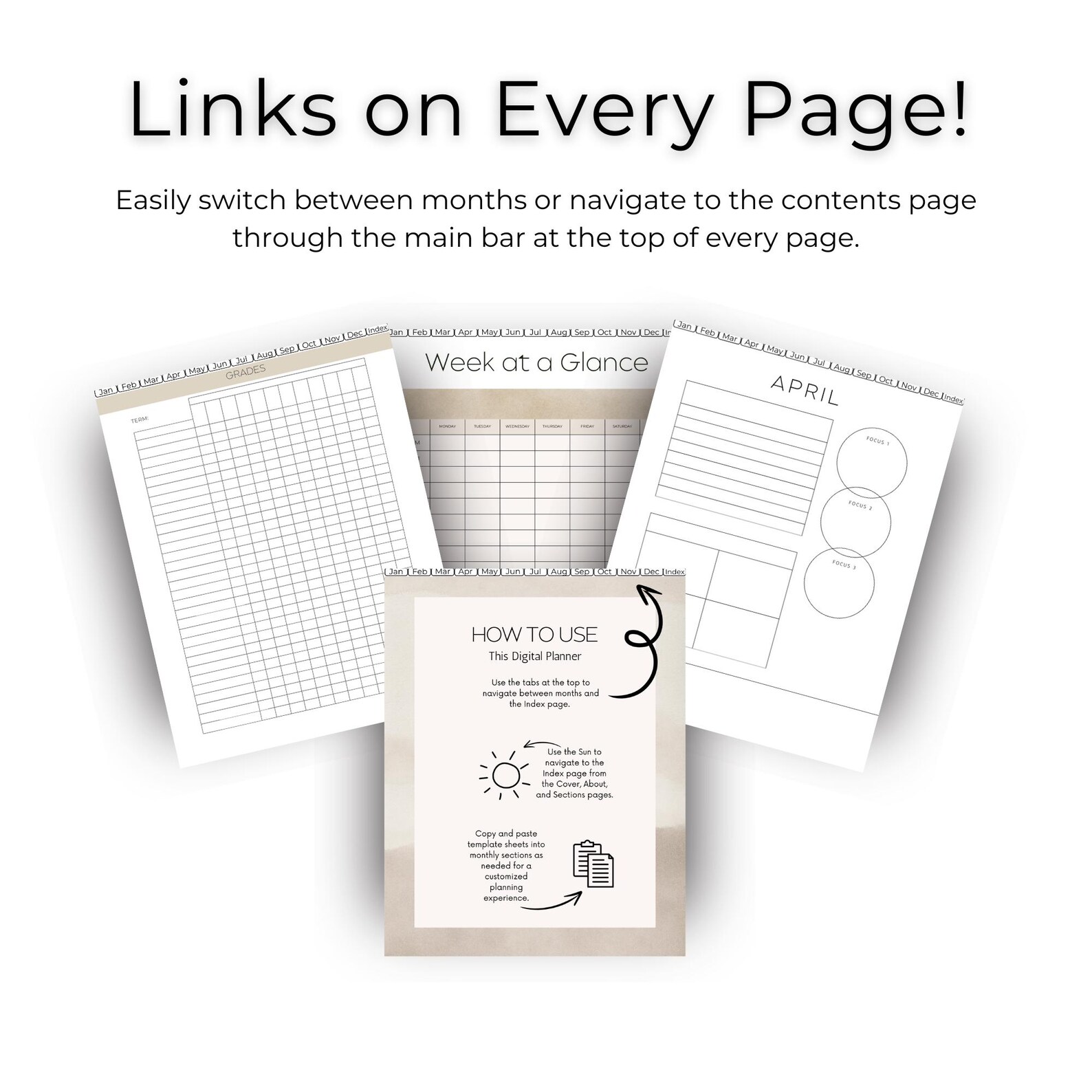 Minimalist Digital Homeschool Planner Undated, Hyperlinked, Printable ...