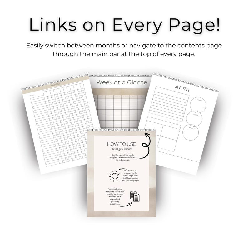Minimalist Digital Homeschool Planner Undated, Hyperlinked, Printable ...