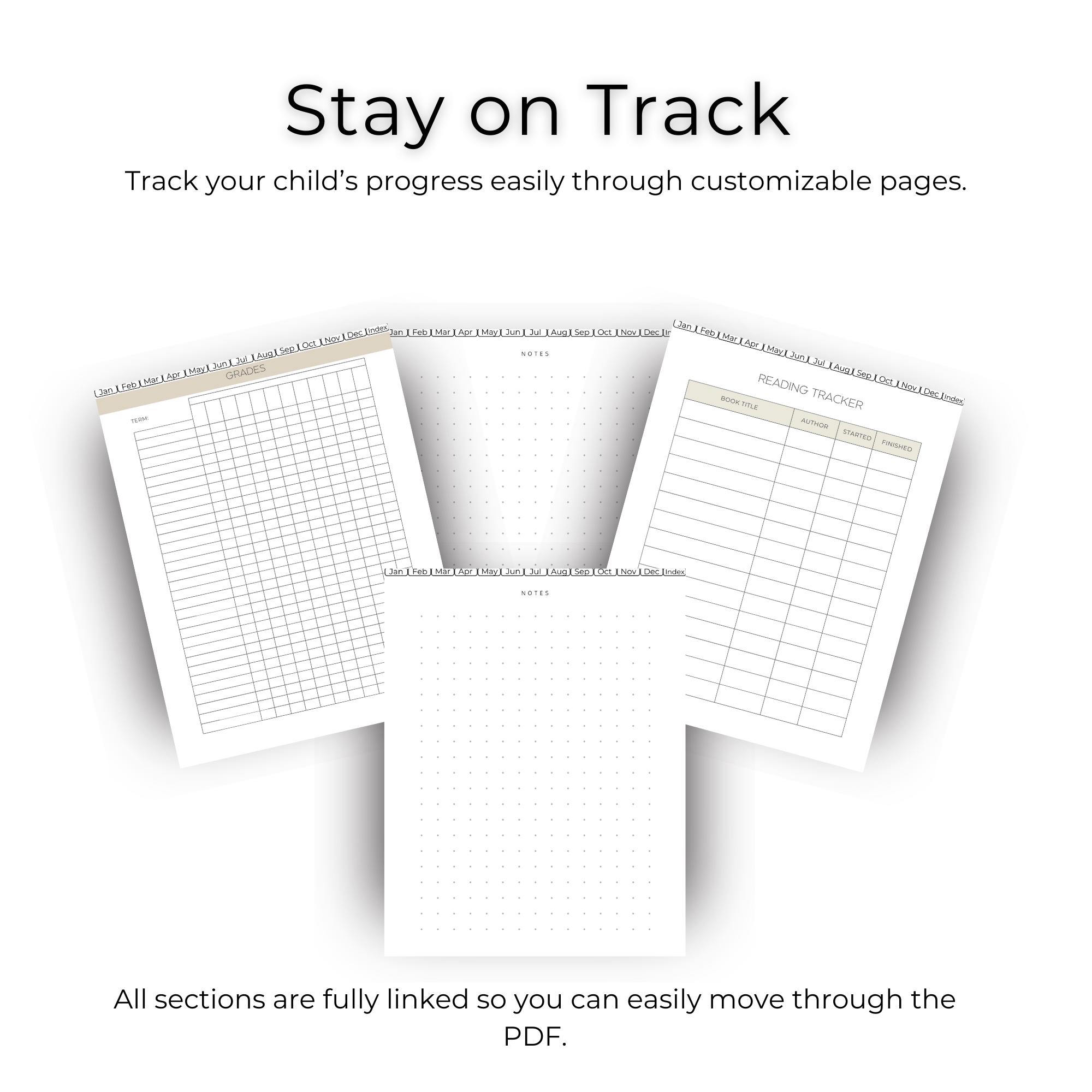 Minimalist Digital Homeschool Planner Undated, Hyperlinked, Printable ...