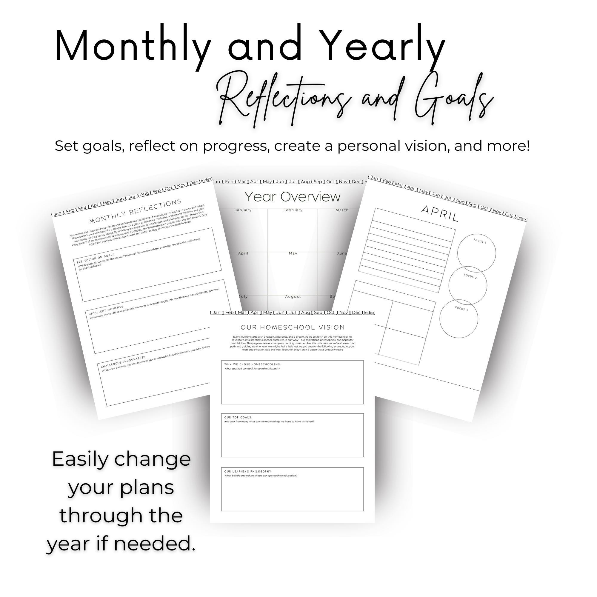 Minimalist Digital Homeschool Planner Undated, Hyperlinked, Printable ...