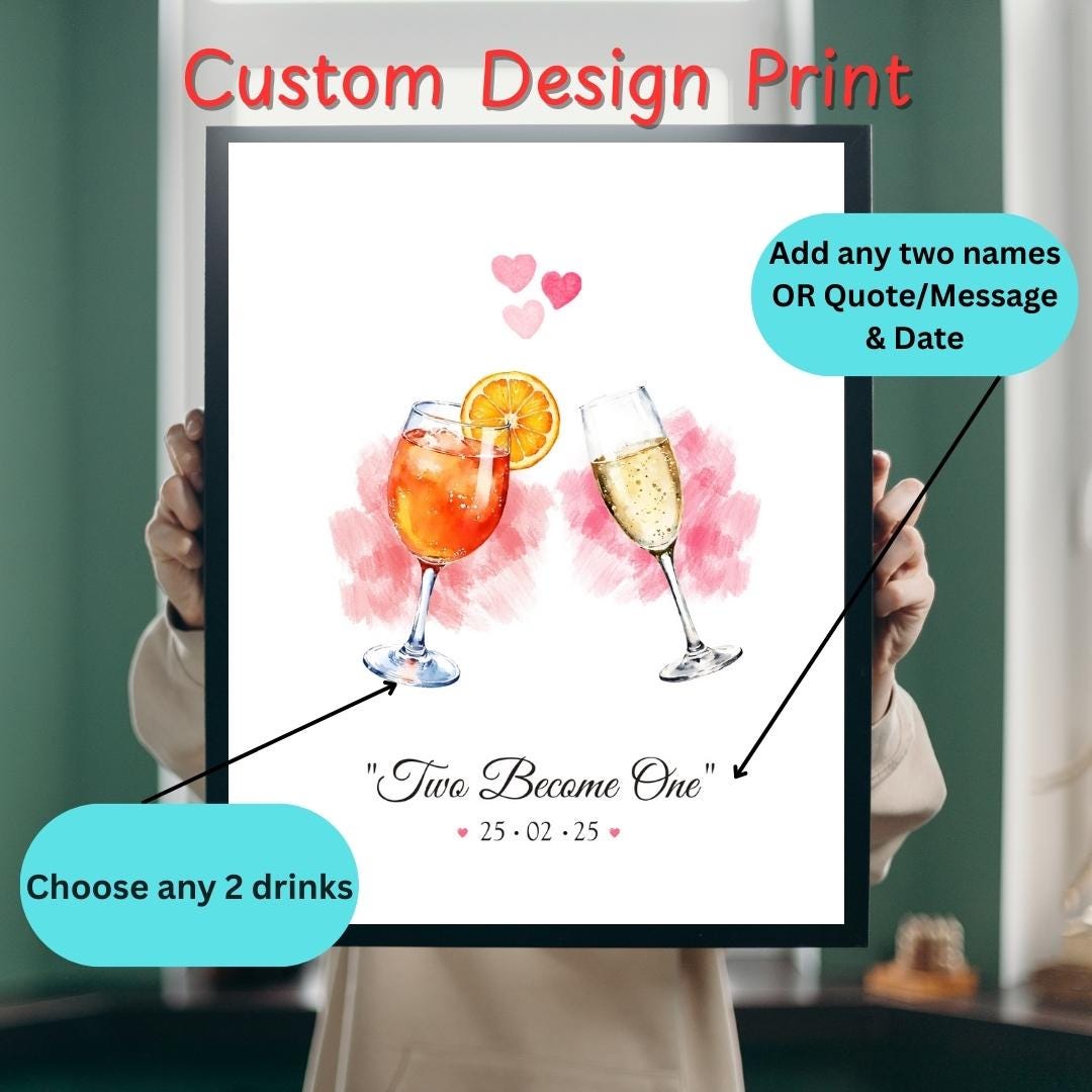 Personalised Couples Drink Print | Custom Drinks Print | Guinness Glass ...