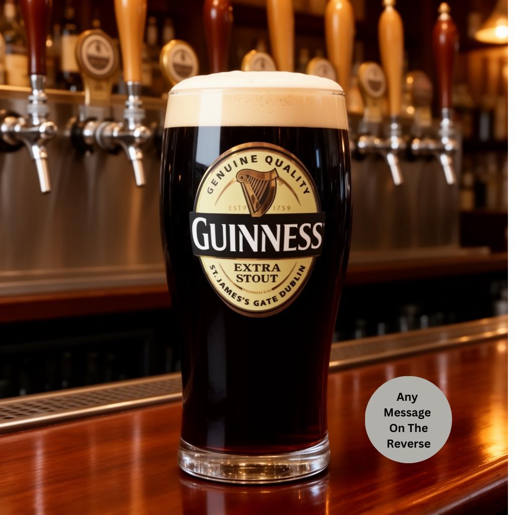 Personalised Guinness Pint Glass | Engraved Guinness Beer Glass ...