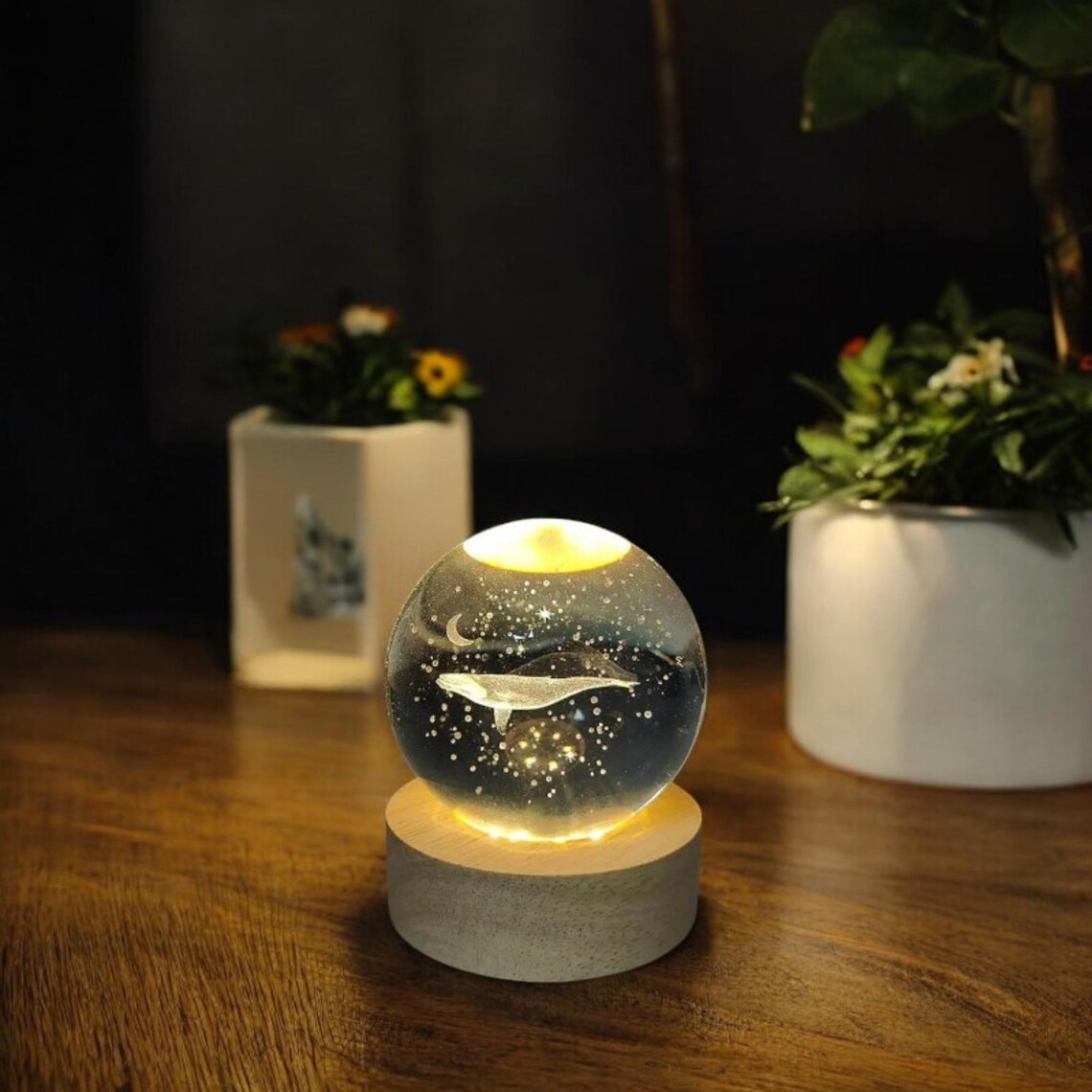 Customized Whale Night Light Unique Fish Snow Globe Moon and Star Whale ...