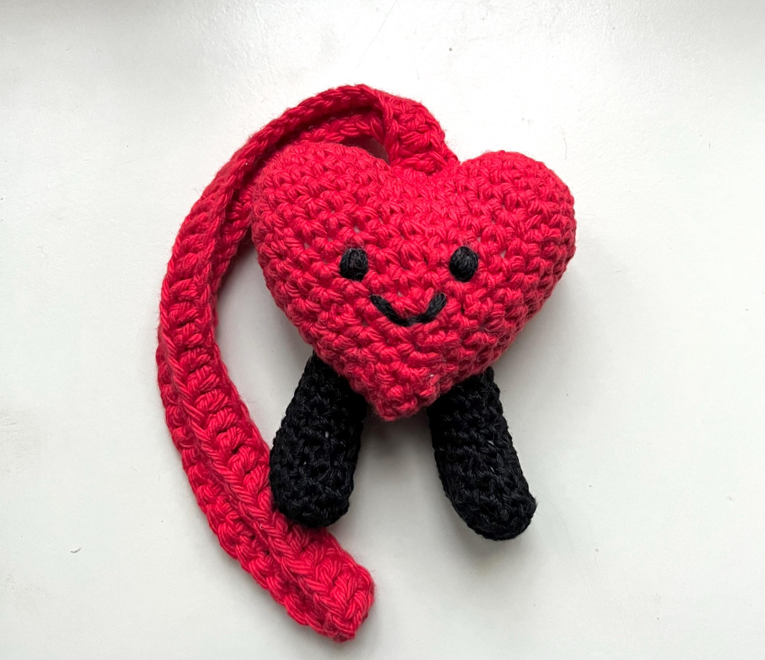 Cute Crochet Heart Bag Charm, Smiling Heart Amigurumi Plush, Handmade ...