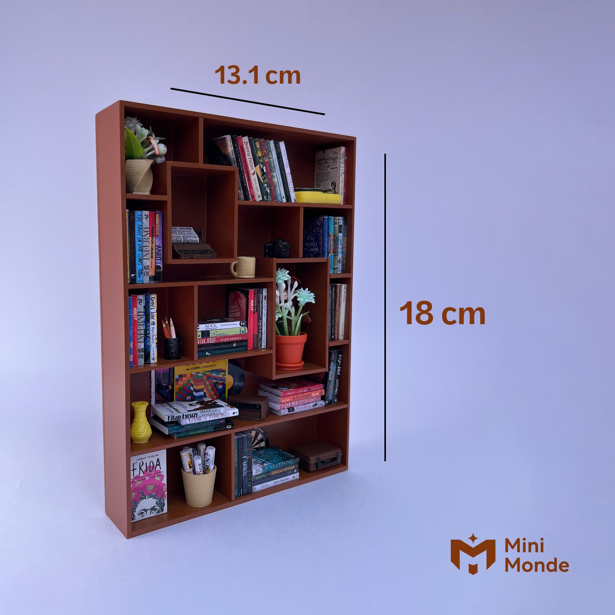 Miniature Wooden Bookshelf With Books, Plants and Decor | Handmade Mini ...